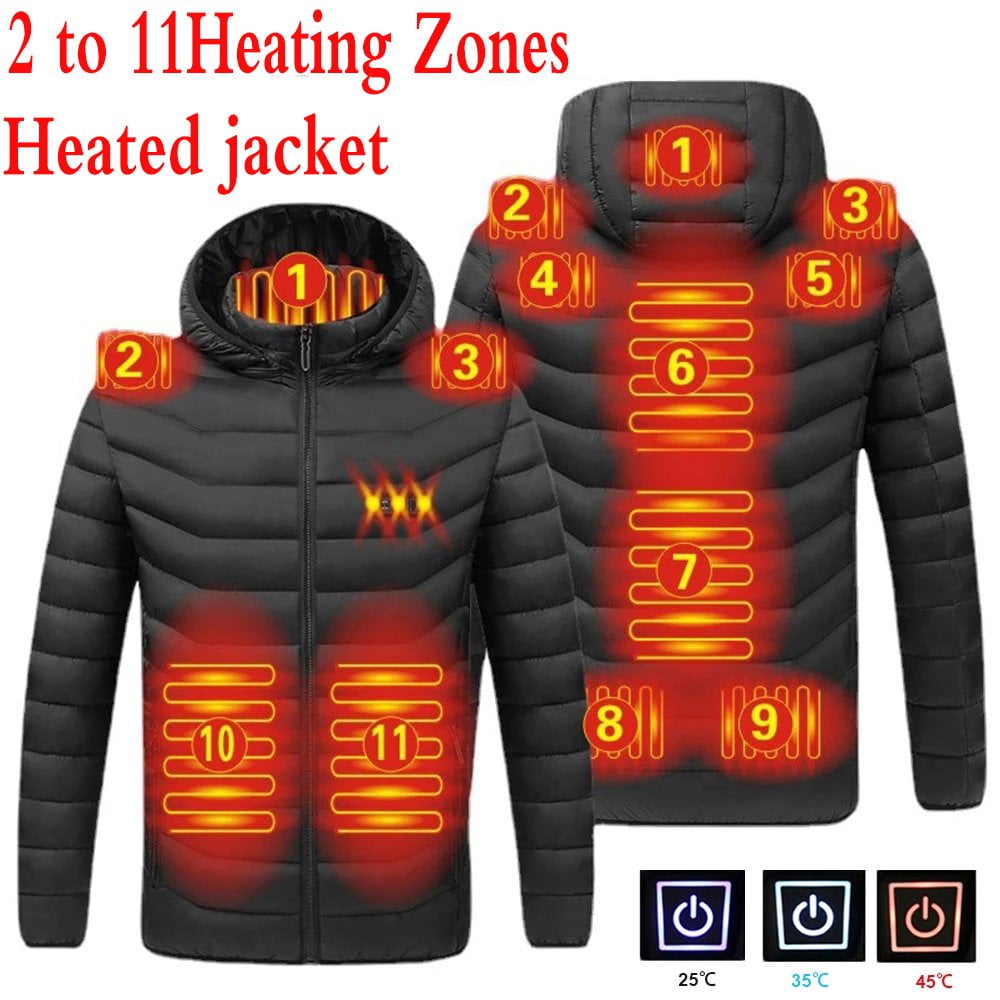 FNNMNNR Heated Jacket for Men Smart Electric Rechargeable Hooded ...