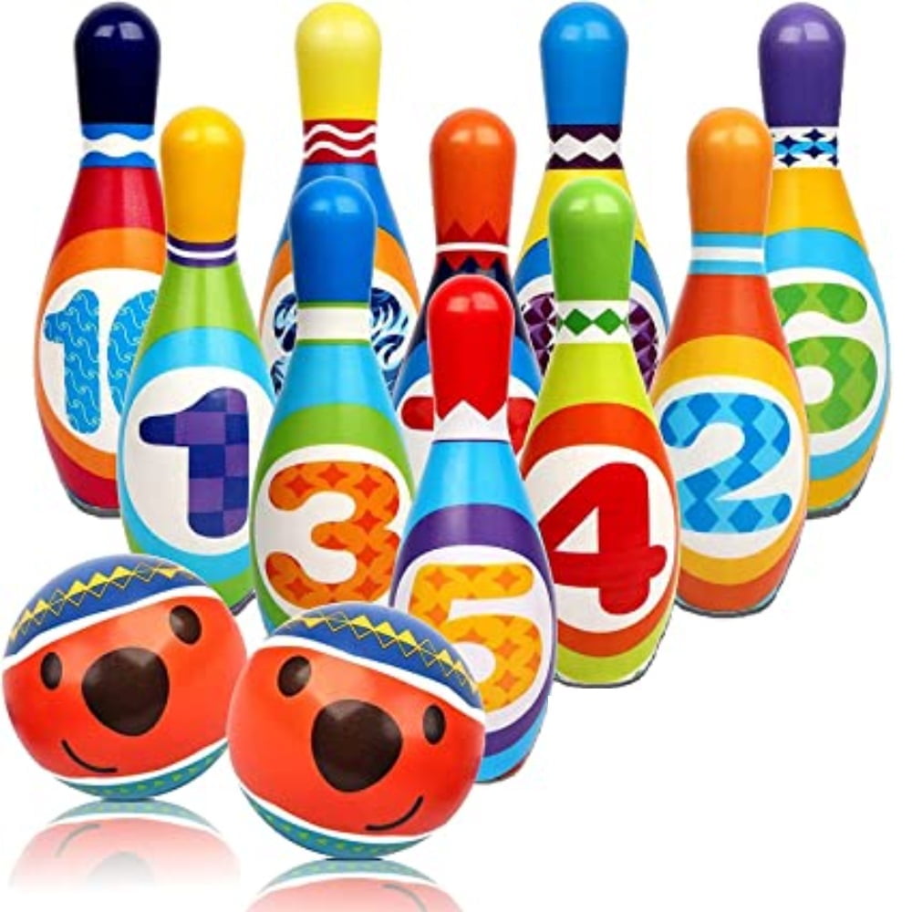 FNNMNNR Kids Bowling Set 10 Pins and 2 Balls for Kids and Toddlers Soft ...