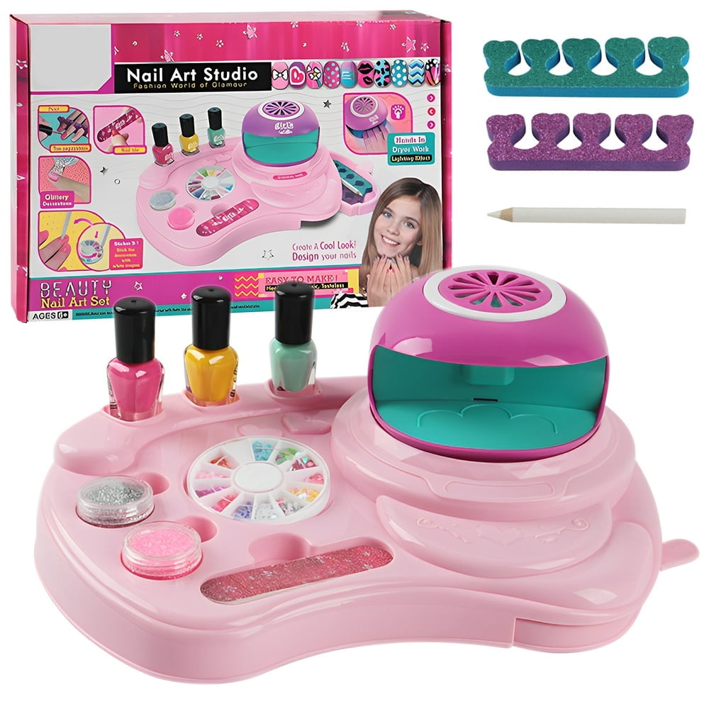 FNNMNNR Kids Nail Spa Set with Nail Dryer Peelable Nail Polish Finger ...