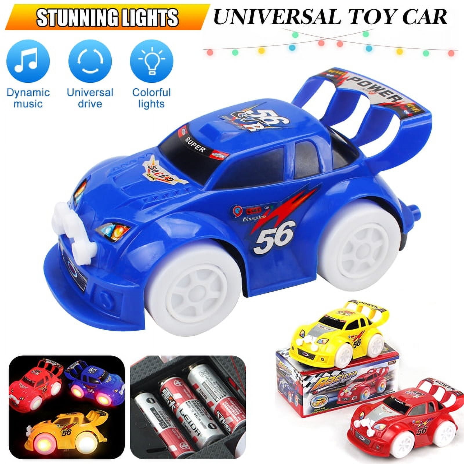 FNNMNNR LED Light Car Toys with Universal Rotation Wheels Electronics ...