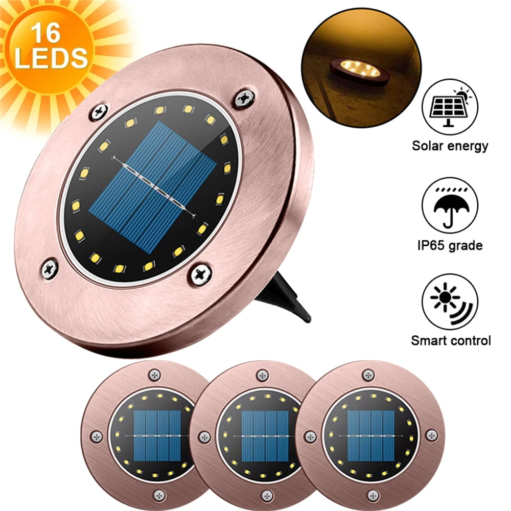 FNNMNNR Solar Ground Lights, 16 LED Solar Powered Disk Lights Outdoor ...