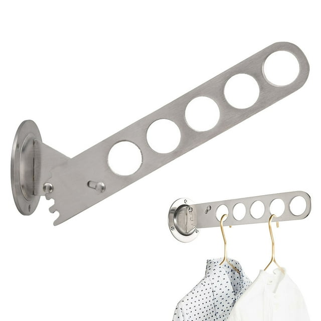 FNNMNNR Stainless Steel Clothes Hanger Rack, Wall Mounted Folding ...