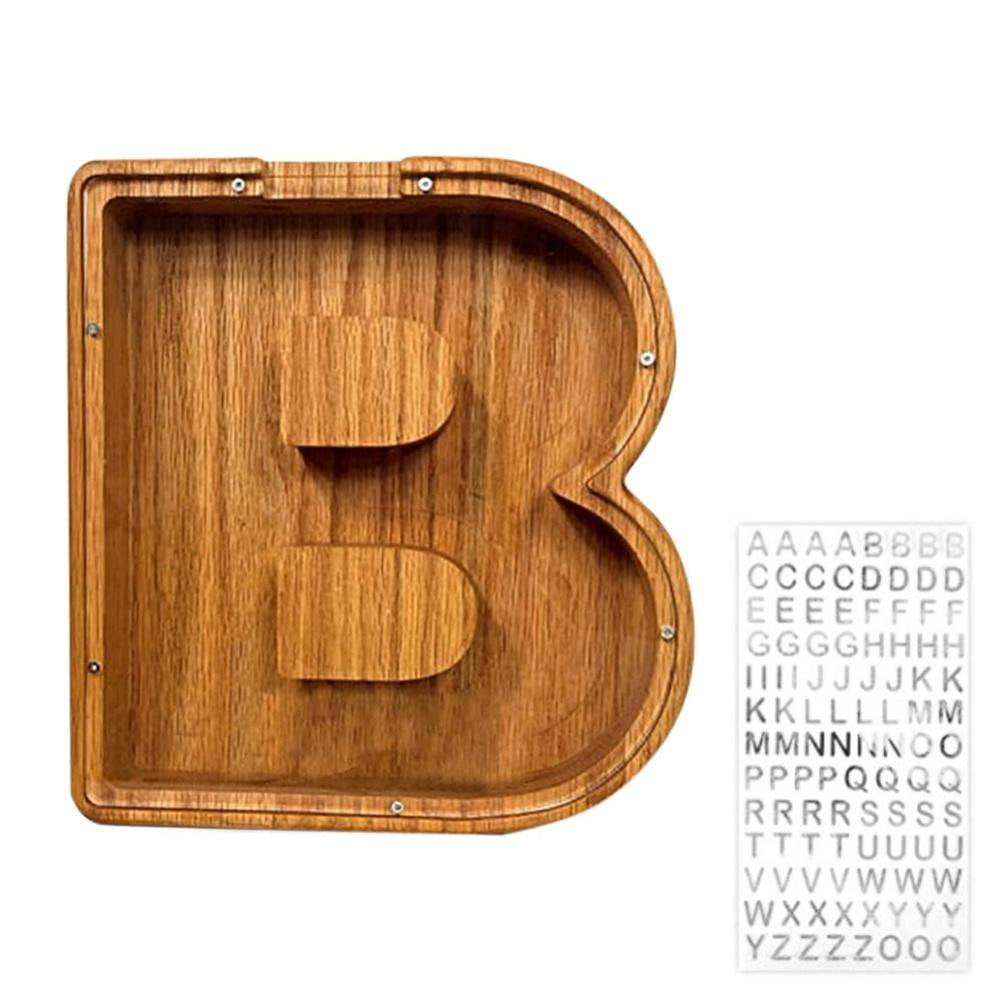 FNNMNNR Wooden Piggy Bank Personalized Letters Coin Bank Piggy Bank ...