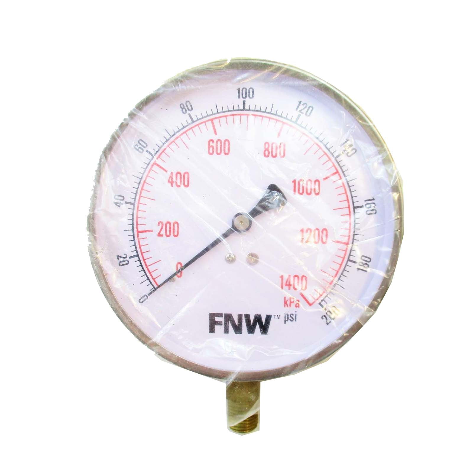 FNW FNWG0200R Pressure Gauge 0-200 PSI 4 1/2" Face 1/4" NPT - Walmart.com