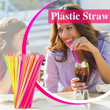 200Pcs Plastic Straws Disposable - Straws Drinking Plastic -Bendy ...