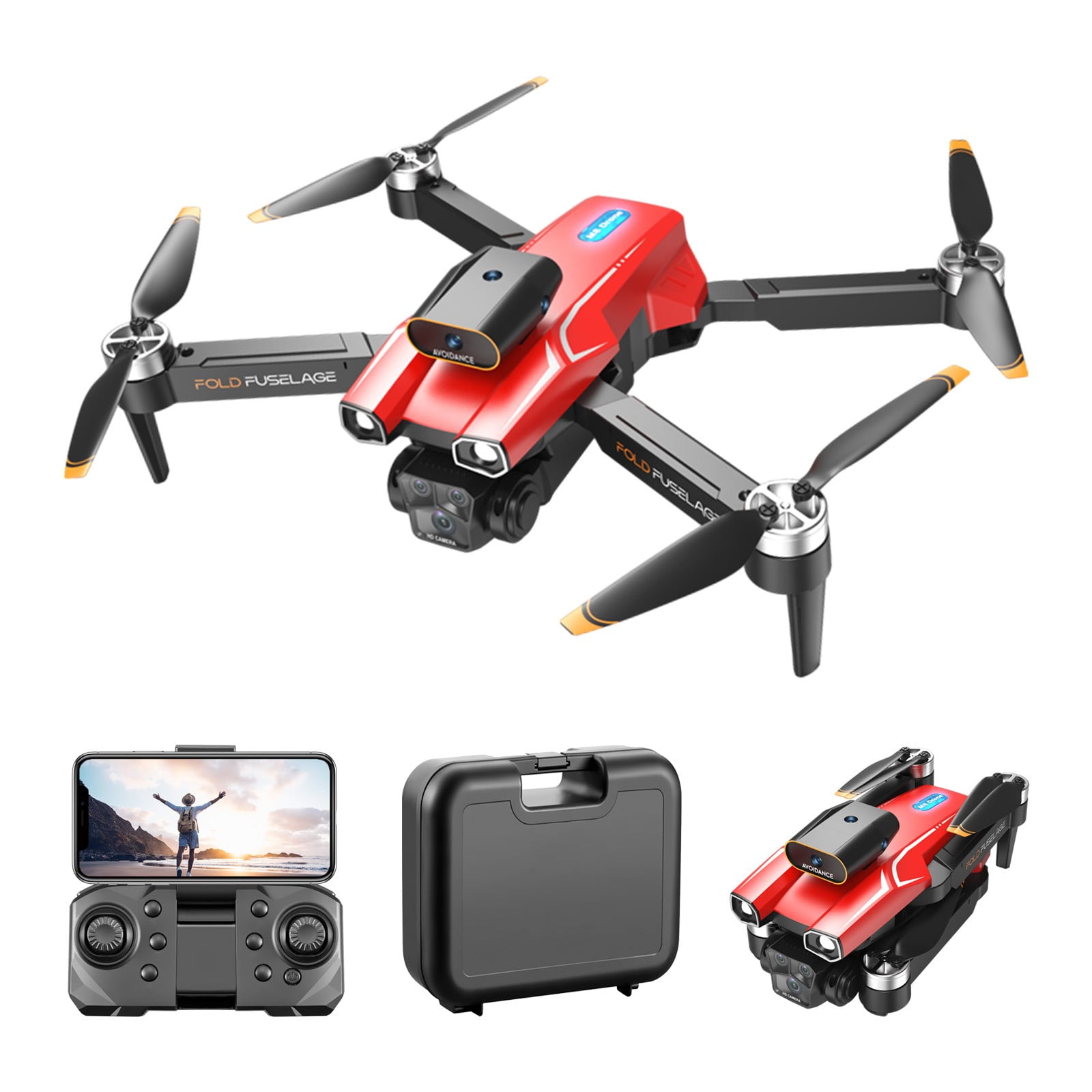 FNYOXU Drone with Camera Brushless Motor Drones with 3 Cameras Electric ...