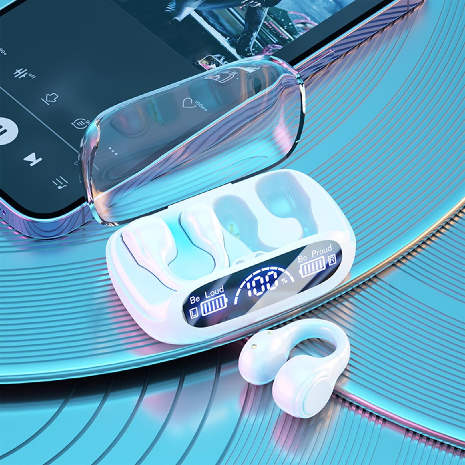 FNYOXU Wireless Ear Clip Bone Conduction Earbuds Open Ear Headphones ...