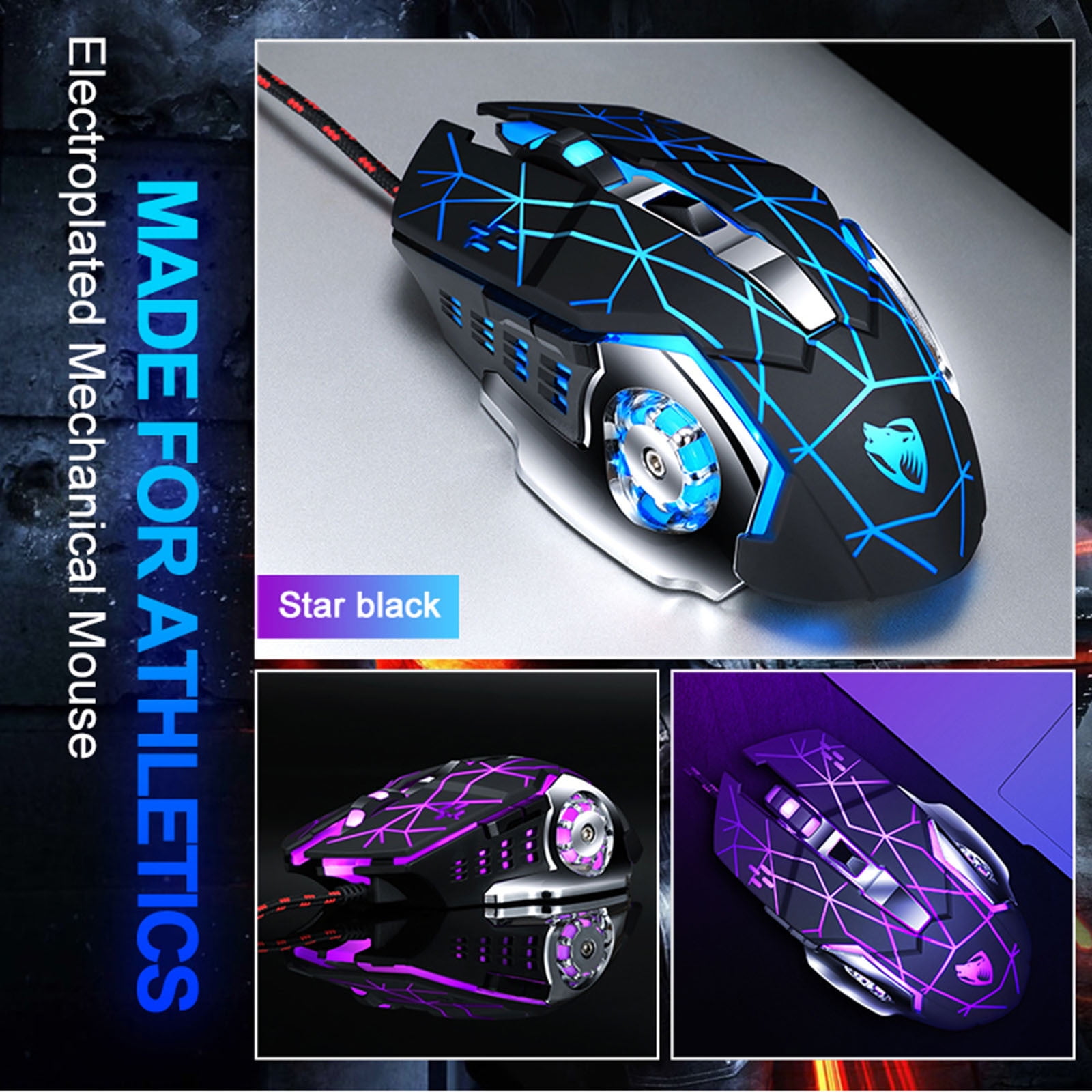 FNYOXU Wolf V6 Wired Mouse Mechanical Game Computer Electronic Racing ...