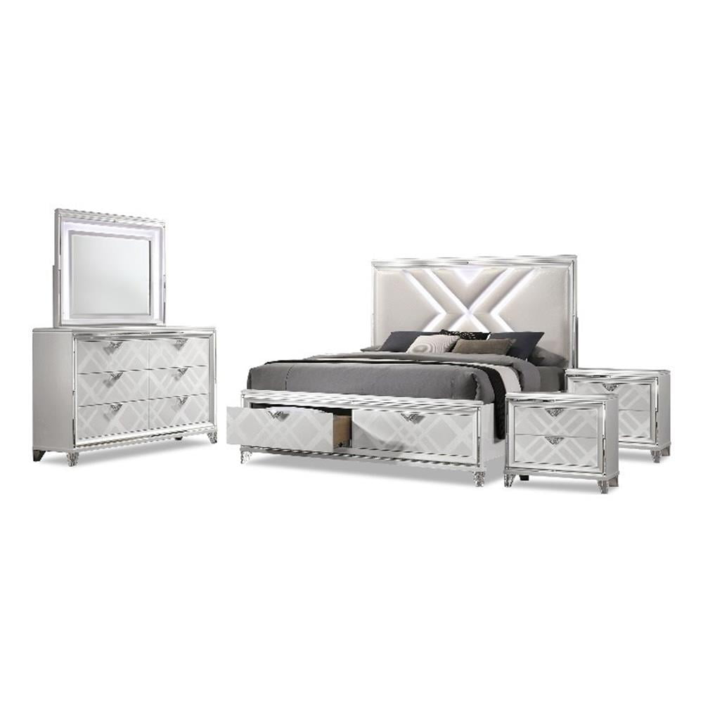 FOA Anaiya 5-Piece Contemporary Wood California King Bed Set in White ...