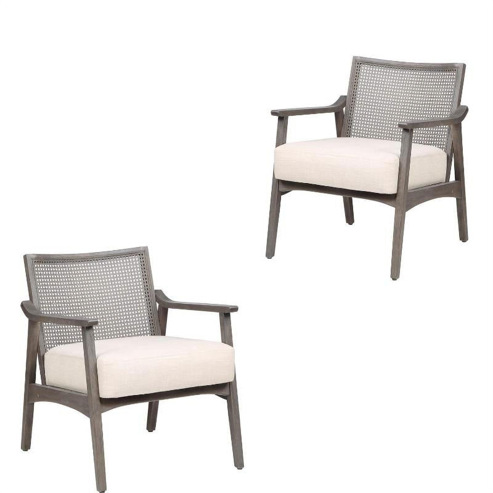 FOA Averill Wood Cushioned Accent Chair in Gray Wash Set of 2 - Walmart.com
