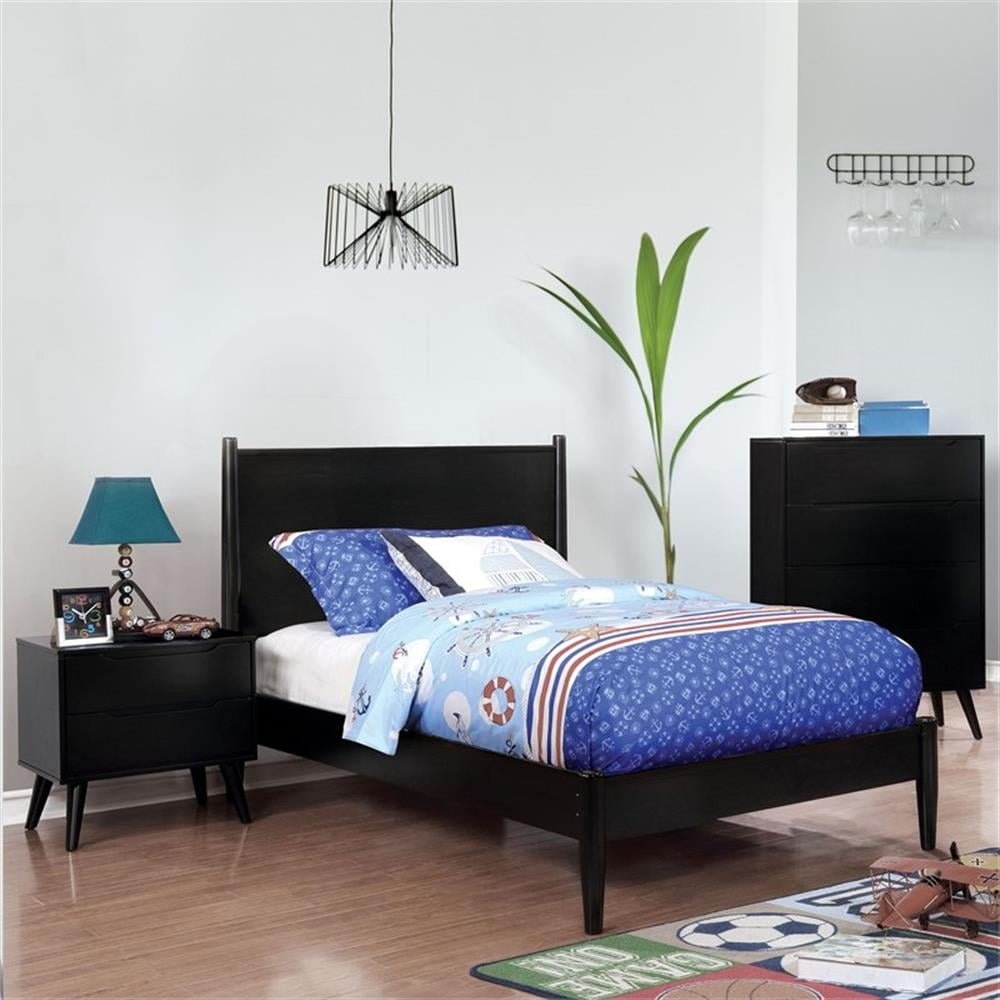FOA Belkor Solid Wood Twin Platform Bed with 12" Memory Foam Mattress ...
