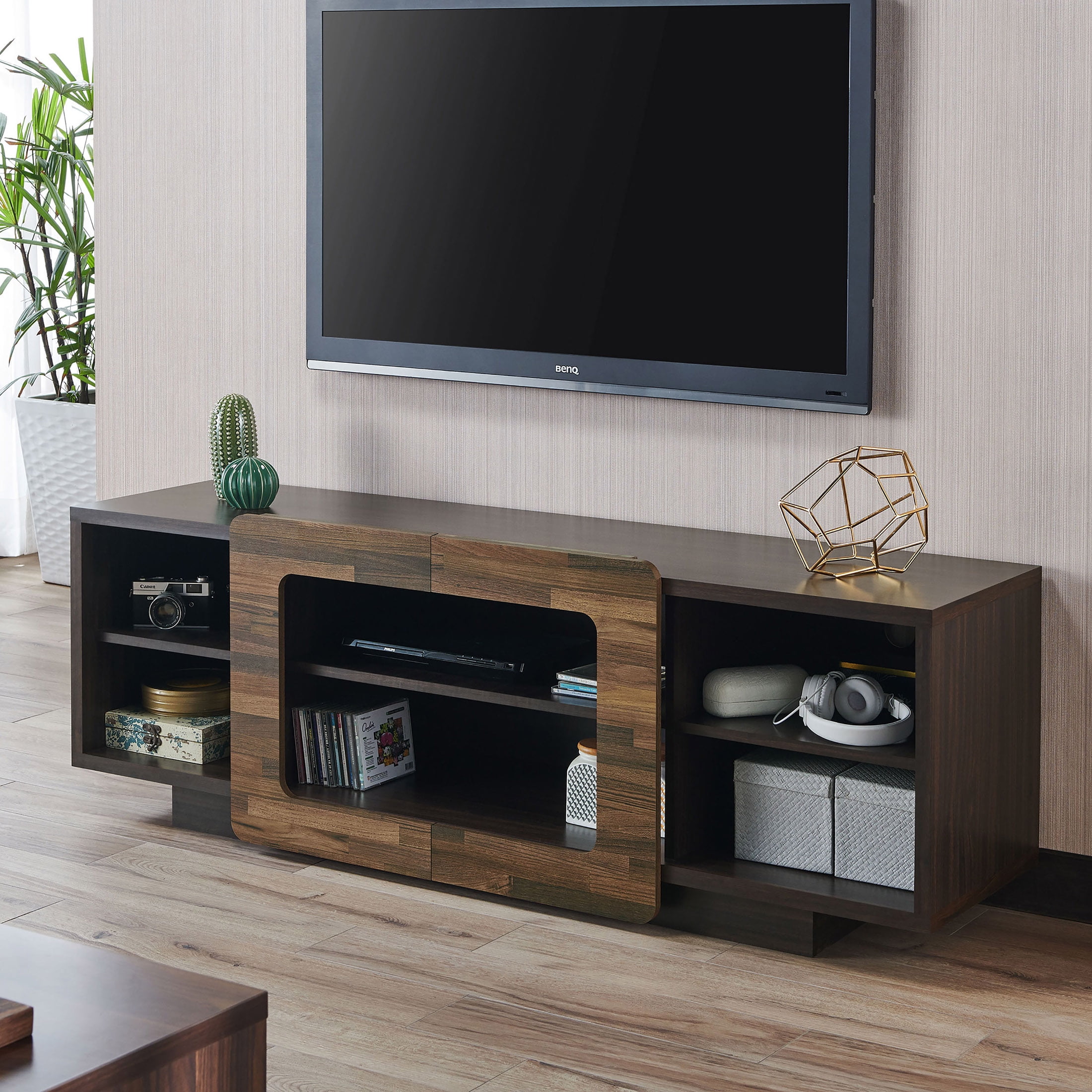 FOA Cher Sliding Door TV Stand for TVs up to 68", Wenge - Walmart.com