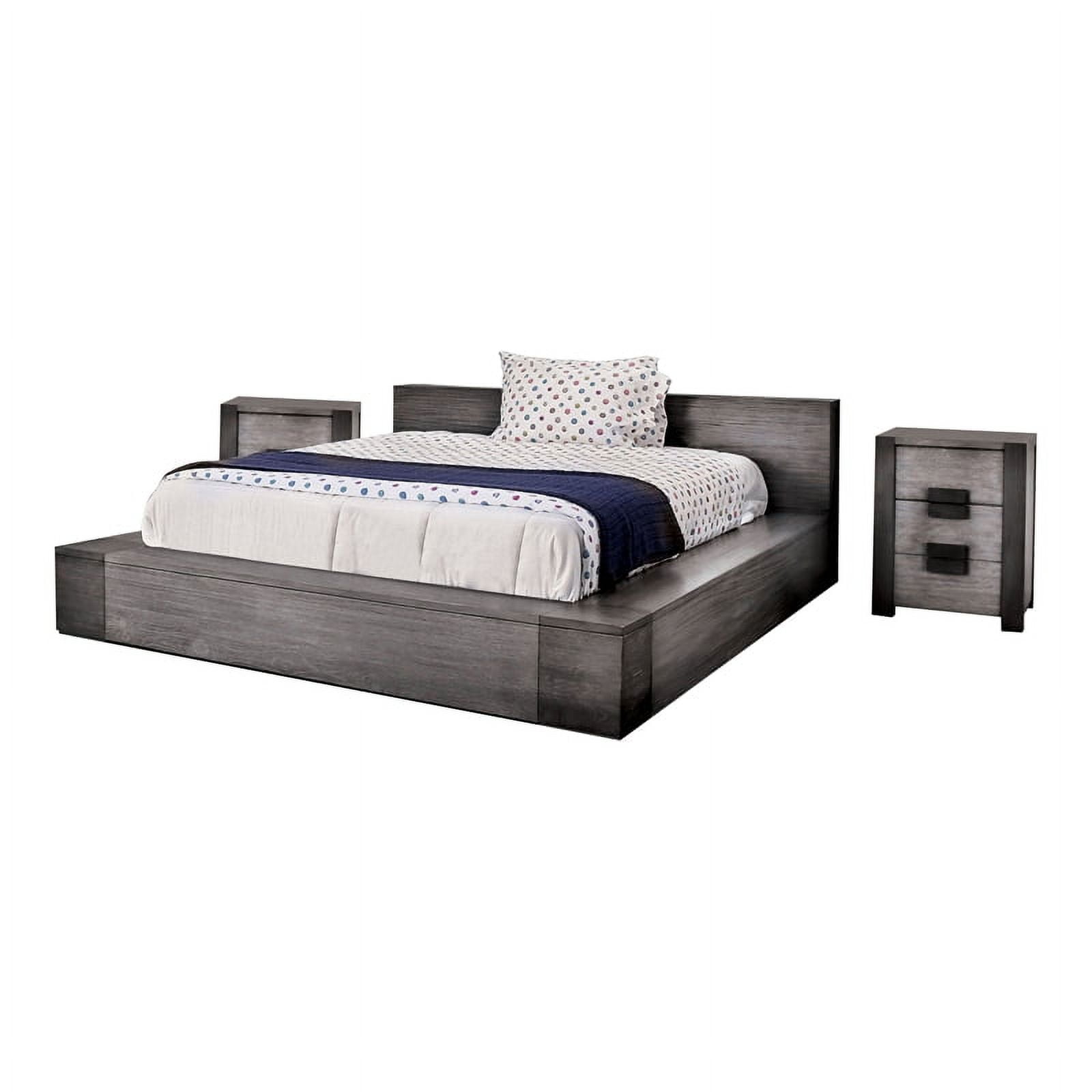 FOA Elbert Rustic 3-Piece Gray Solid Wood Bedroom Set - King + 2 ...