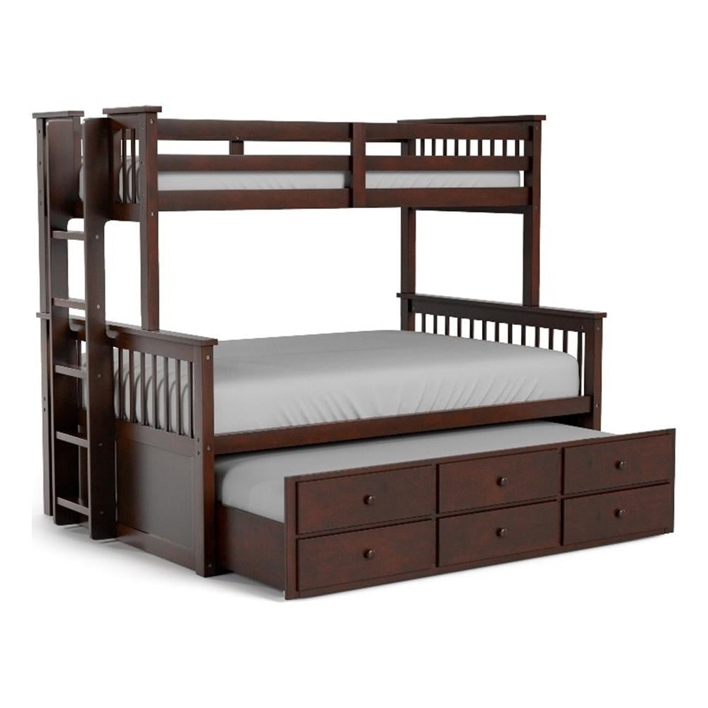 FOA Hammon Wood Twin over Full Bunk Bed with Trundle and Drawers in ...