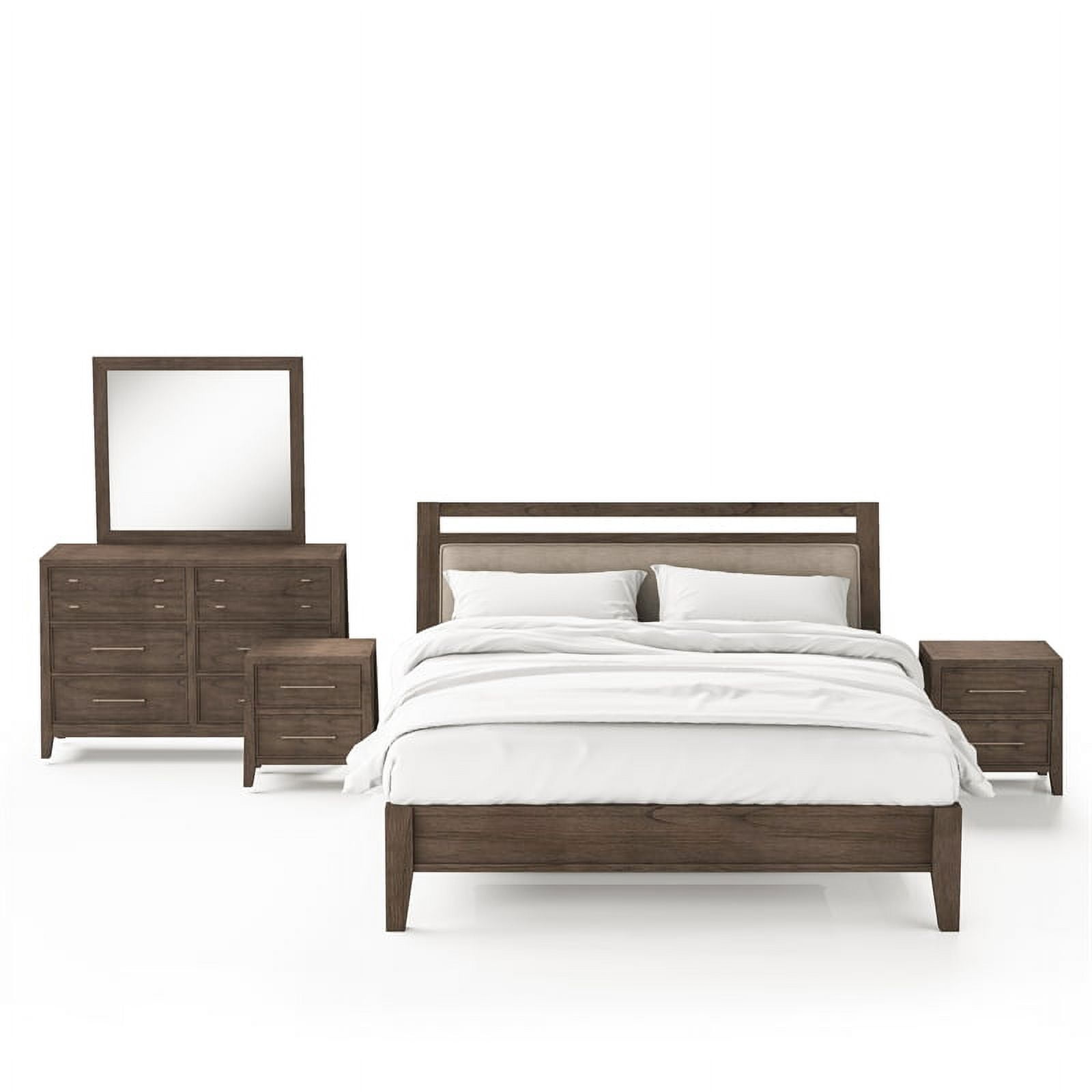 FOA Hamson 5pc Gray Wood Bed Set - Queen + 2 Nightstands + Dresser ...