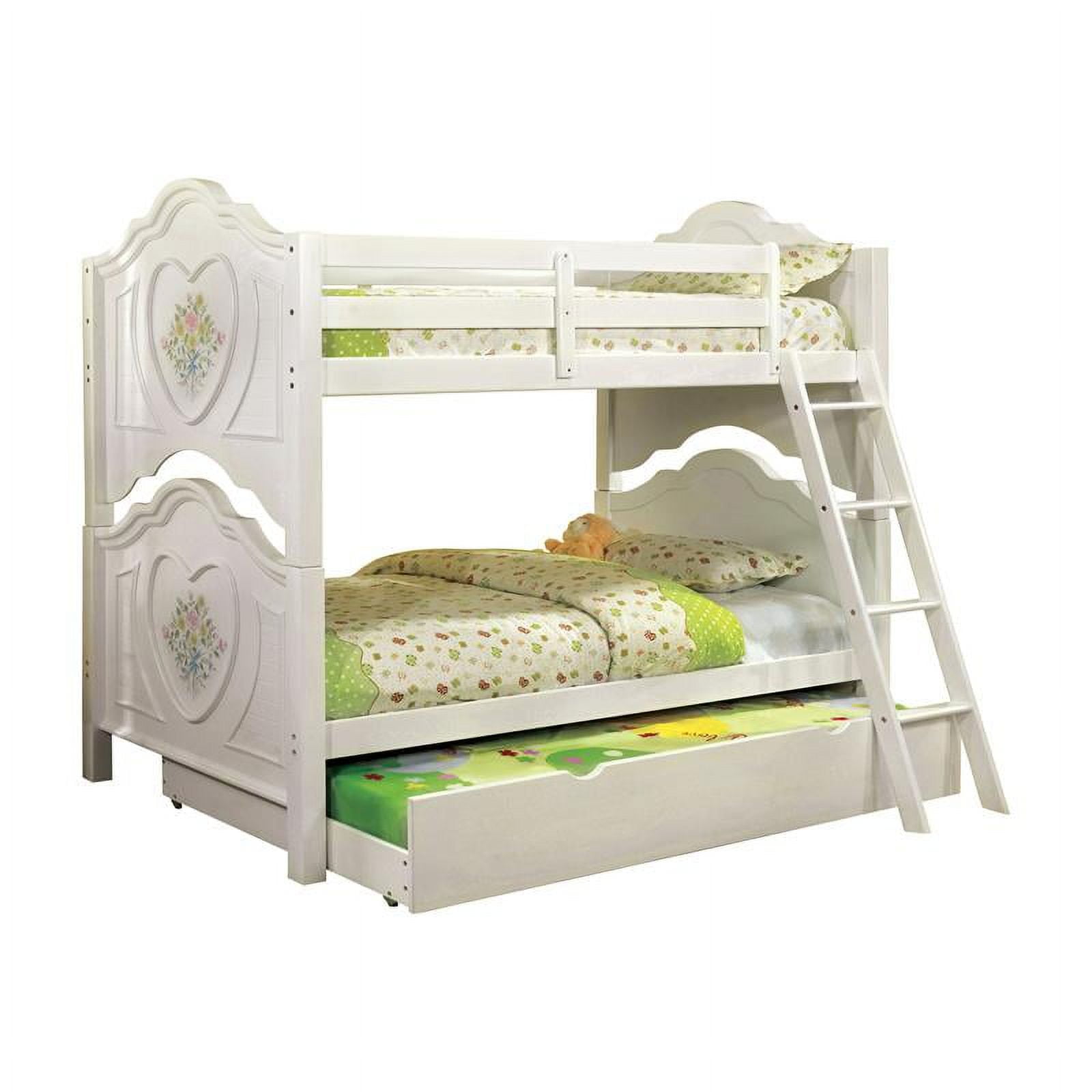 FOA Isadoren Novelty 2pc White Wood Twin over Twin Bunk Bed with ...