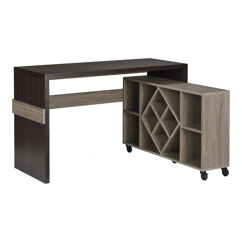 FOA Minshew Solid Wood 2-Piece Convertible Desk with Bookcase Set in ...