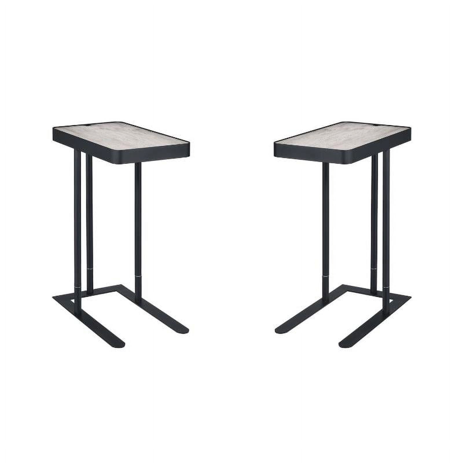 FOA Nince Set of 2 Industrial Metal Height Adjustable Side Table in ...