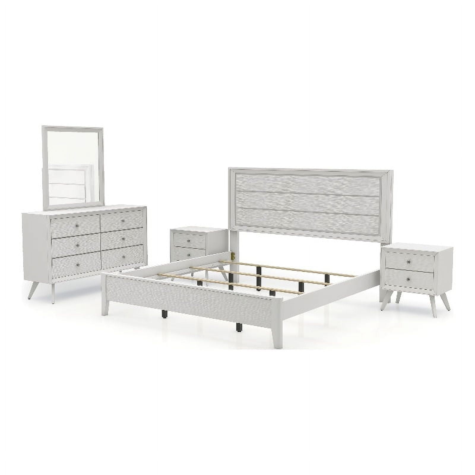 FOA Vrone 5pc Wood White Bedroom Set - Queen + 2 Nightstands + Dresser ...