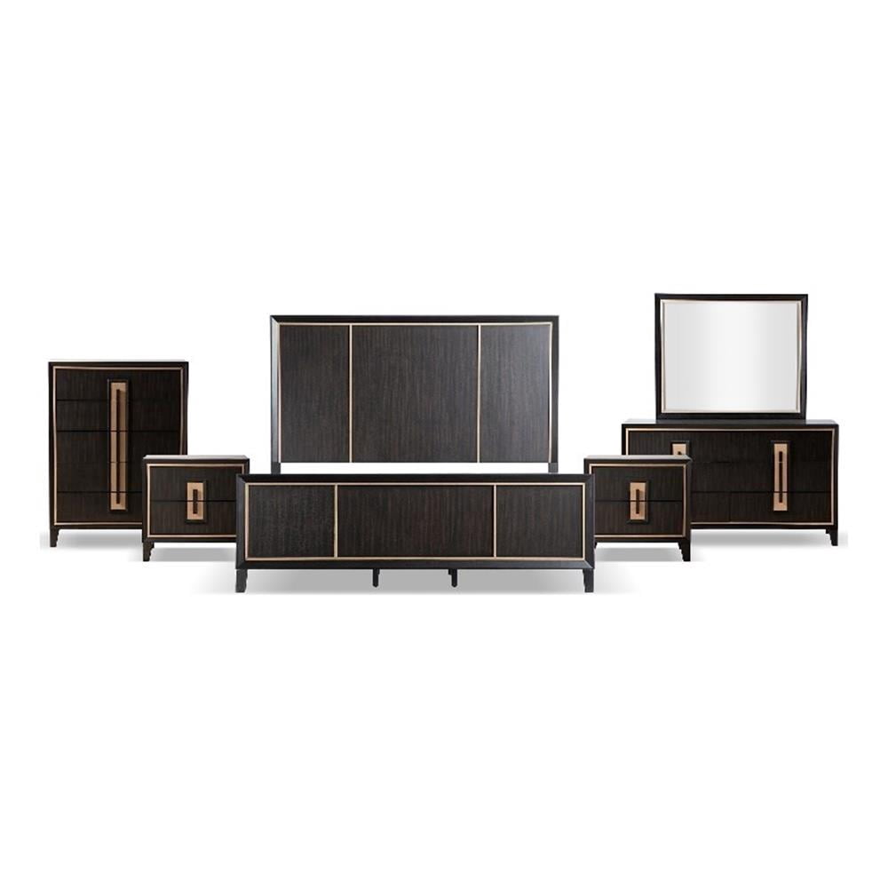 FOA Wenton 6pc Espresso Wood Bed Set - King+2 Nightstands+Chest+Dresser ...