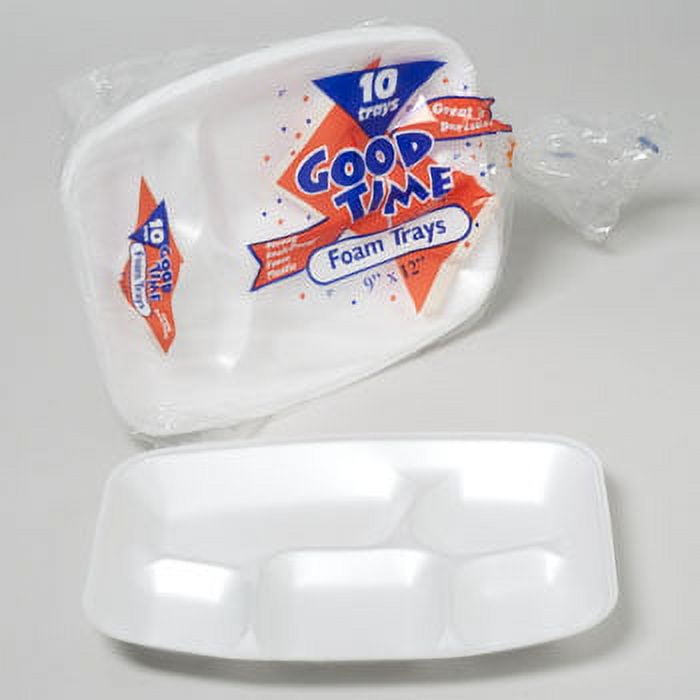 FOAM PLATE RECT.9 X 12 10CT W/DIVIDERS IN PRINTED POLYBAG, Case Pack of ...