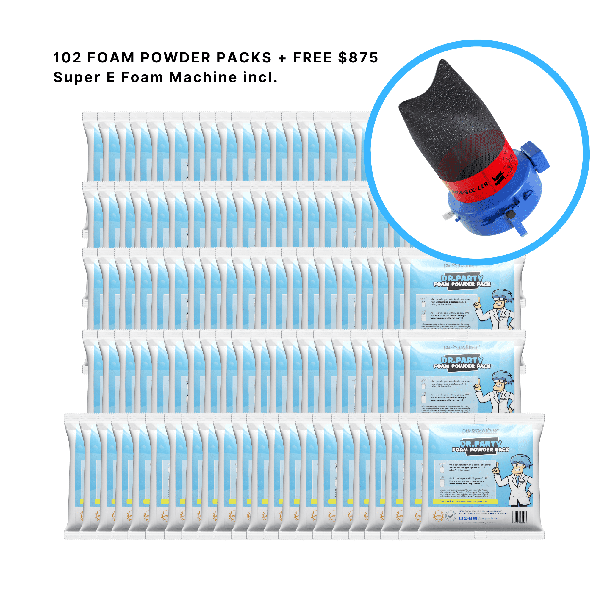 FOAM POWDER PACKS – 102 PACKS (2 FREE Super E Foam Machine incl ...