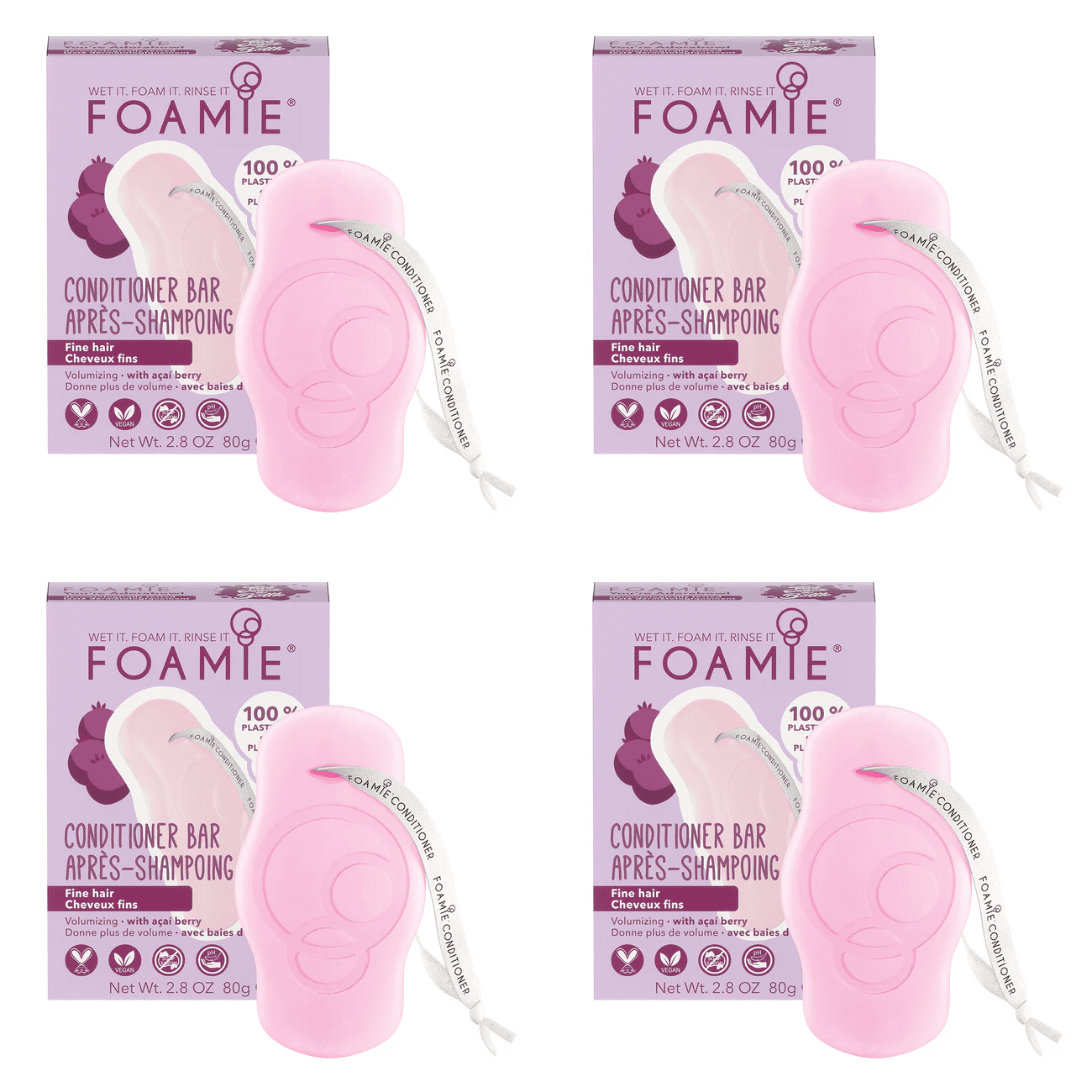 FOAMIE CONDITIONER BAR for Fine Hair - You're Adorabowl Acai Berry, 2.8 ...