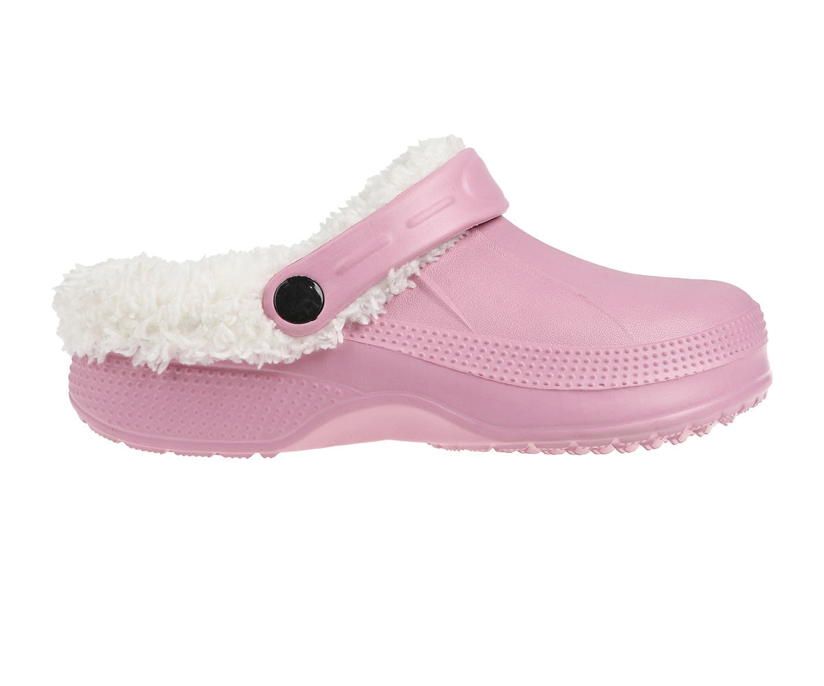 FOAMWALK Girl's Lightweight Solid Sherpa-Lined Clog - Warm Fleece ...