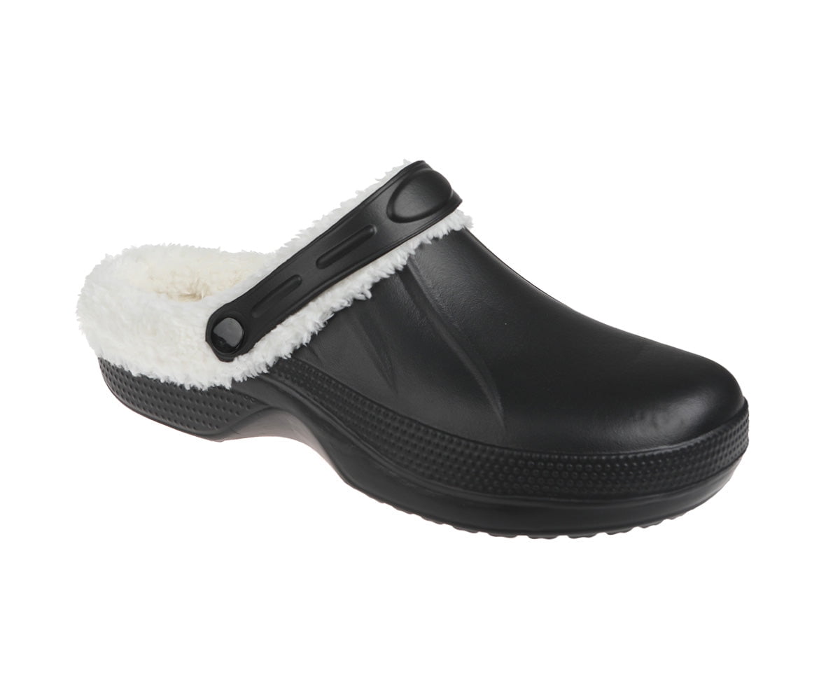 FOAMWALK Women's Comfortable Furry Solid and Bubble Heel Platform Clogs ...