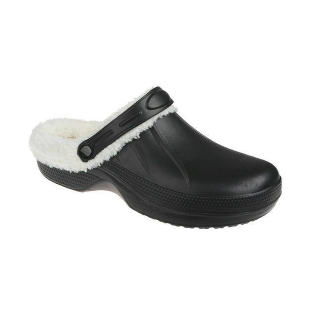 FOAMWALK Women's Comfortable Furry Solid and Bubble Heel Platform Clogs ...