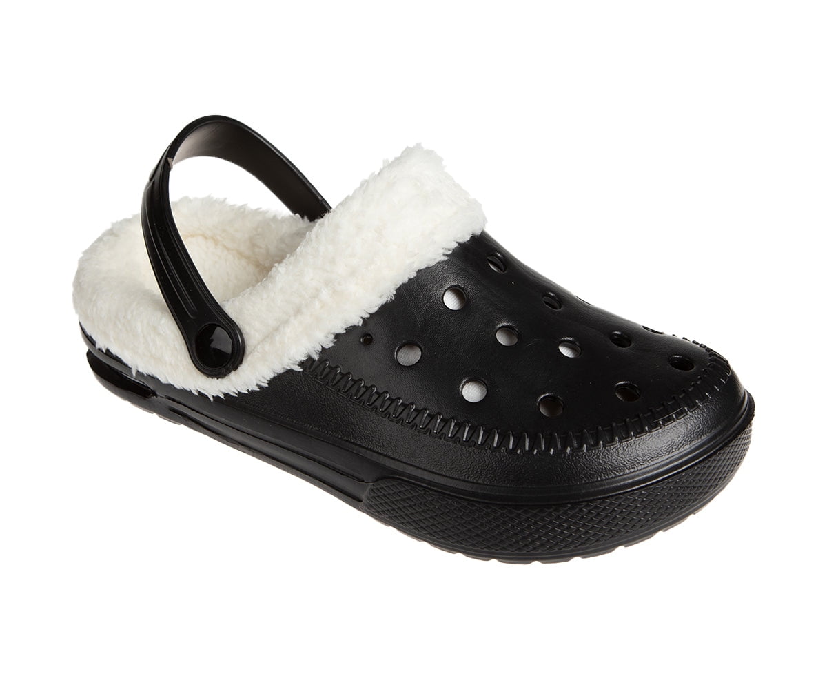 FOAMWALK Women's Comfortable Furry Solid and Bubble Heel Platform Clogs ...