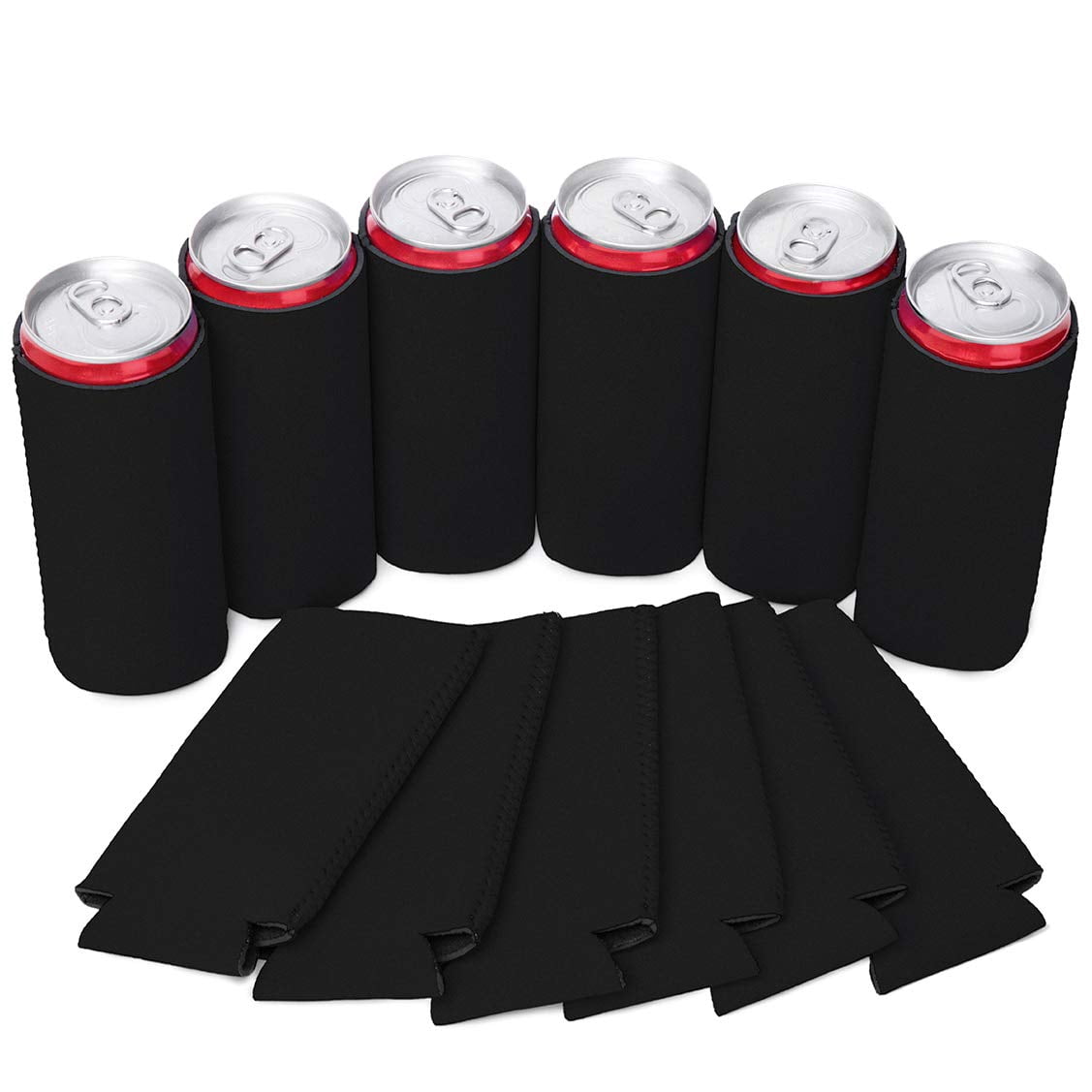 FOAUUH 12 Pcs Slim Can Coolers, 12 oz Plain Bulk Collapsible Soda Cover ...