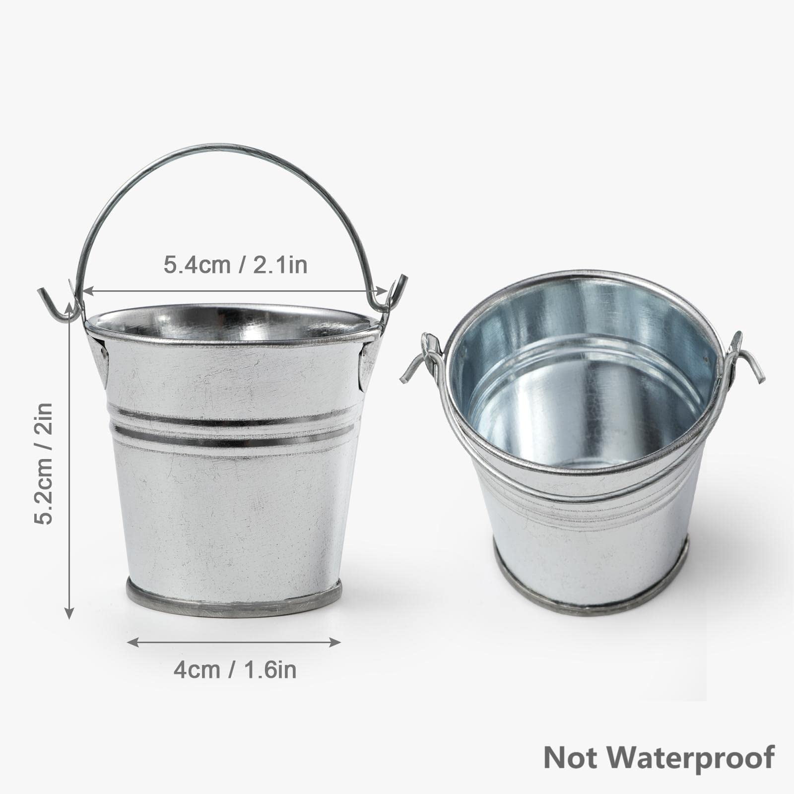 FOAUUH 2.1Inch Galvanized Mini Tin Buckets – 10Pcs Silver Metal Buckets ...