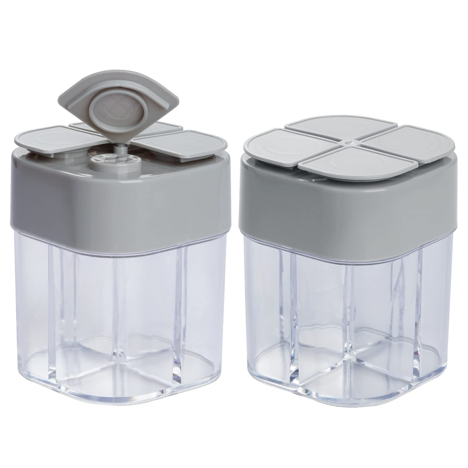 FOAUUH 2 Pack 4 in 1 Spice Container Salt and Pepper Shaker Transparent ...