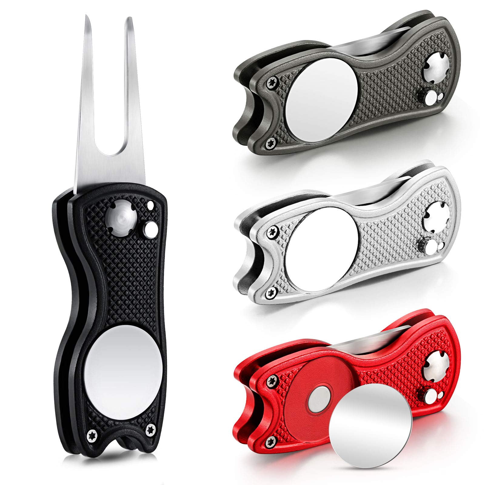 FOAUUH 4 Pieces Golf Repair Tool Stainless Steel Foldable Golf Divot ...
