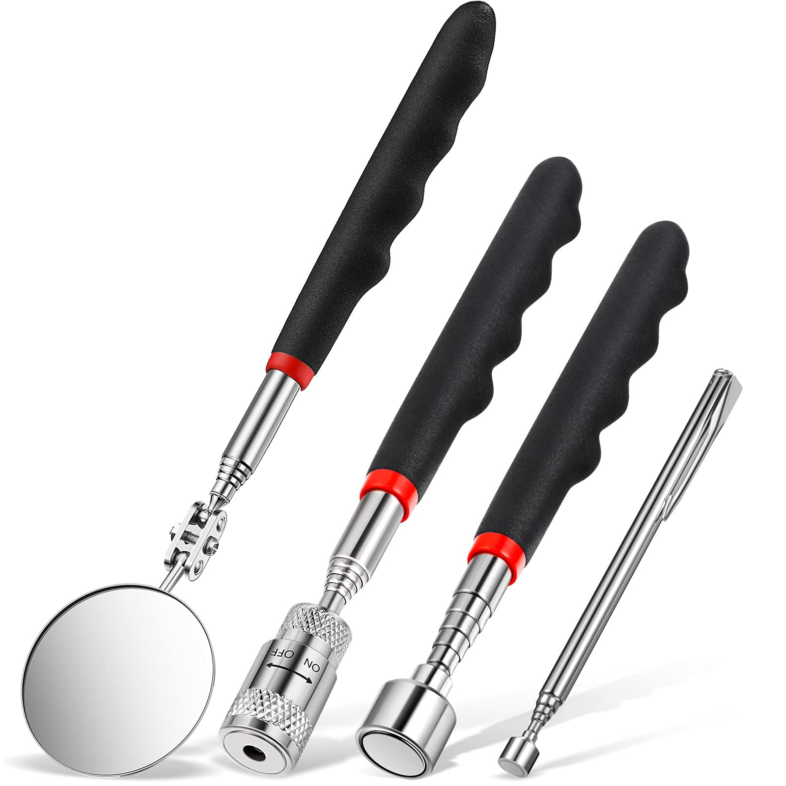 FOAUUH 4 Pieces Telescoping Magnet Tool Inspection Mirror Set with 2 lb ...