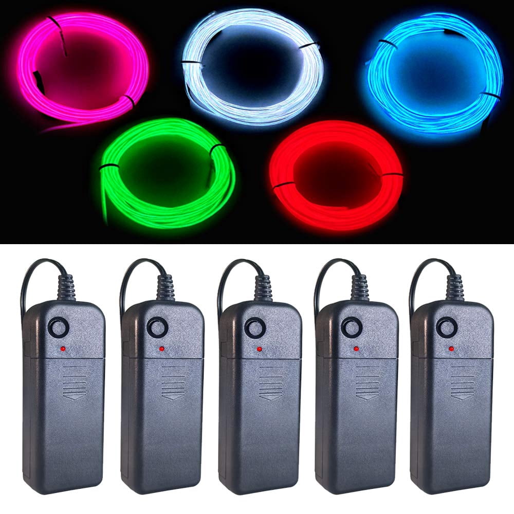FOAUUH 9ft Cuttable Battery Pack Neon Glowing Electroluminescent Wire ...