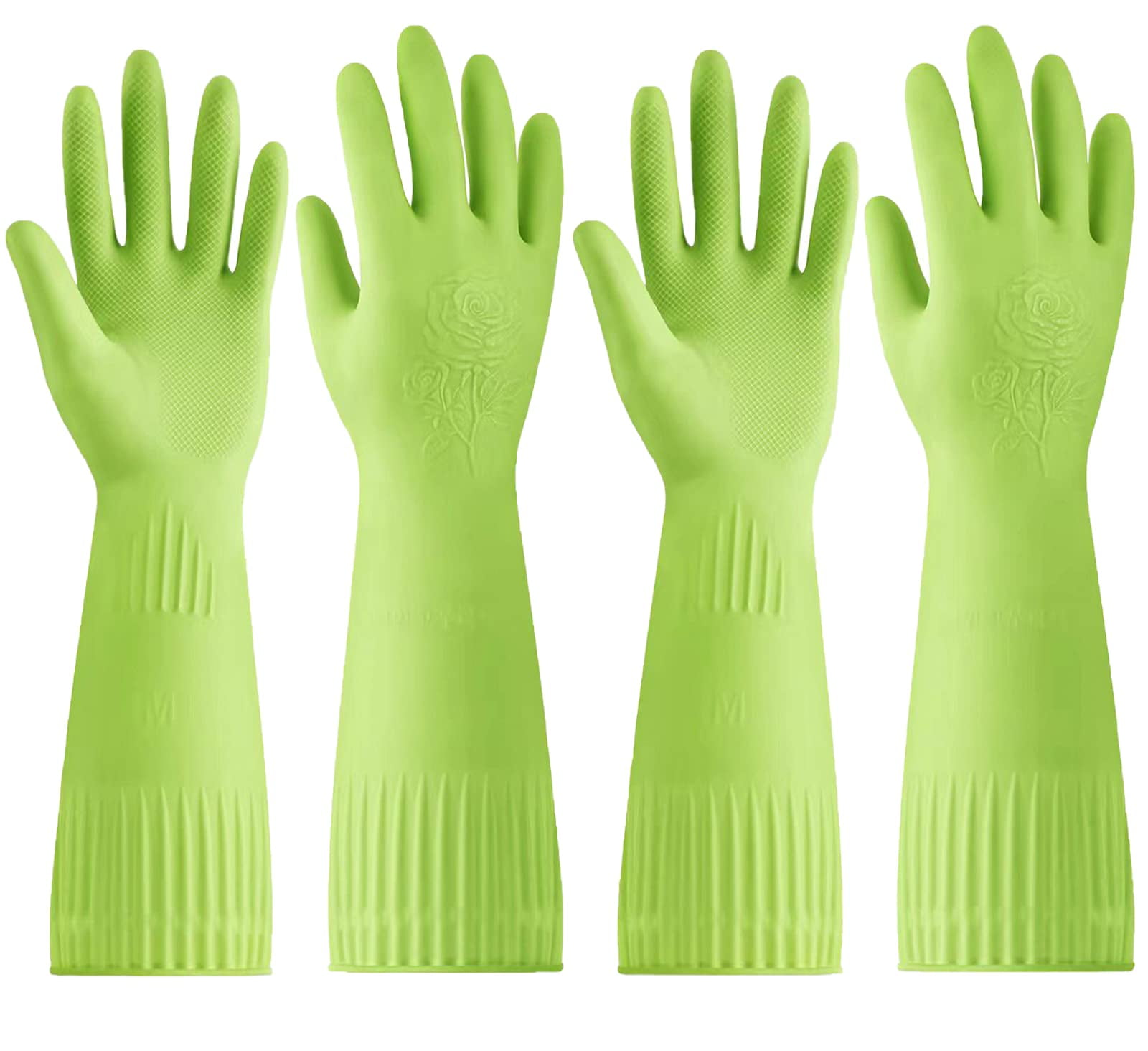FOAUUH Dishwashing Gloves for Cleaning-Kitchen - 2 Pairs Long Household ...