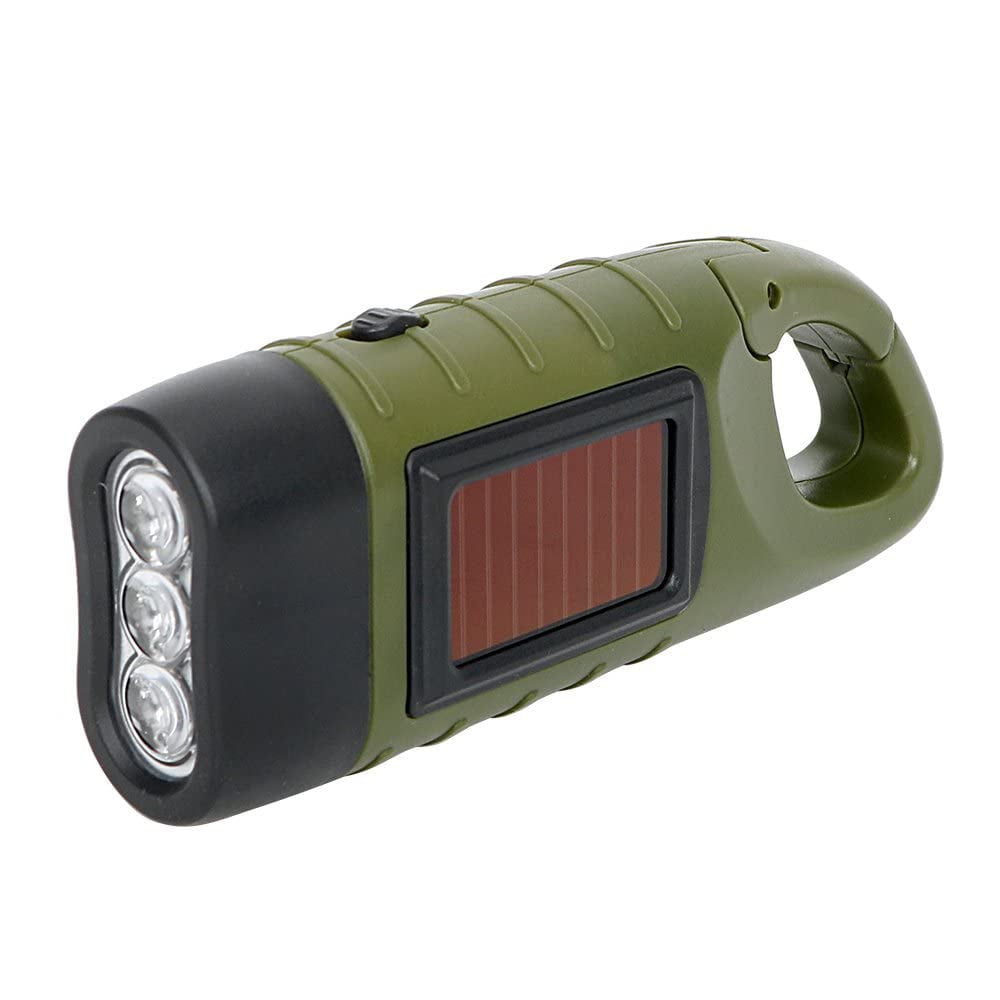 FOAUUH Hand Crank Rechargeable Torch, Solar LED Torch, Dynamo Torch, Emergency Light Outdoor ...