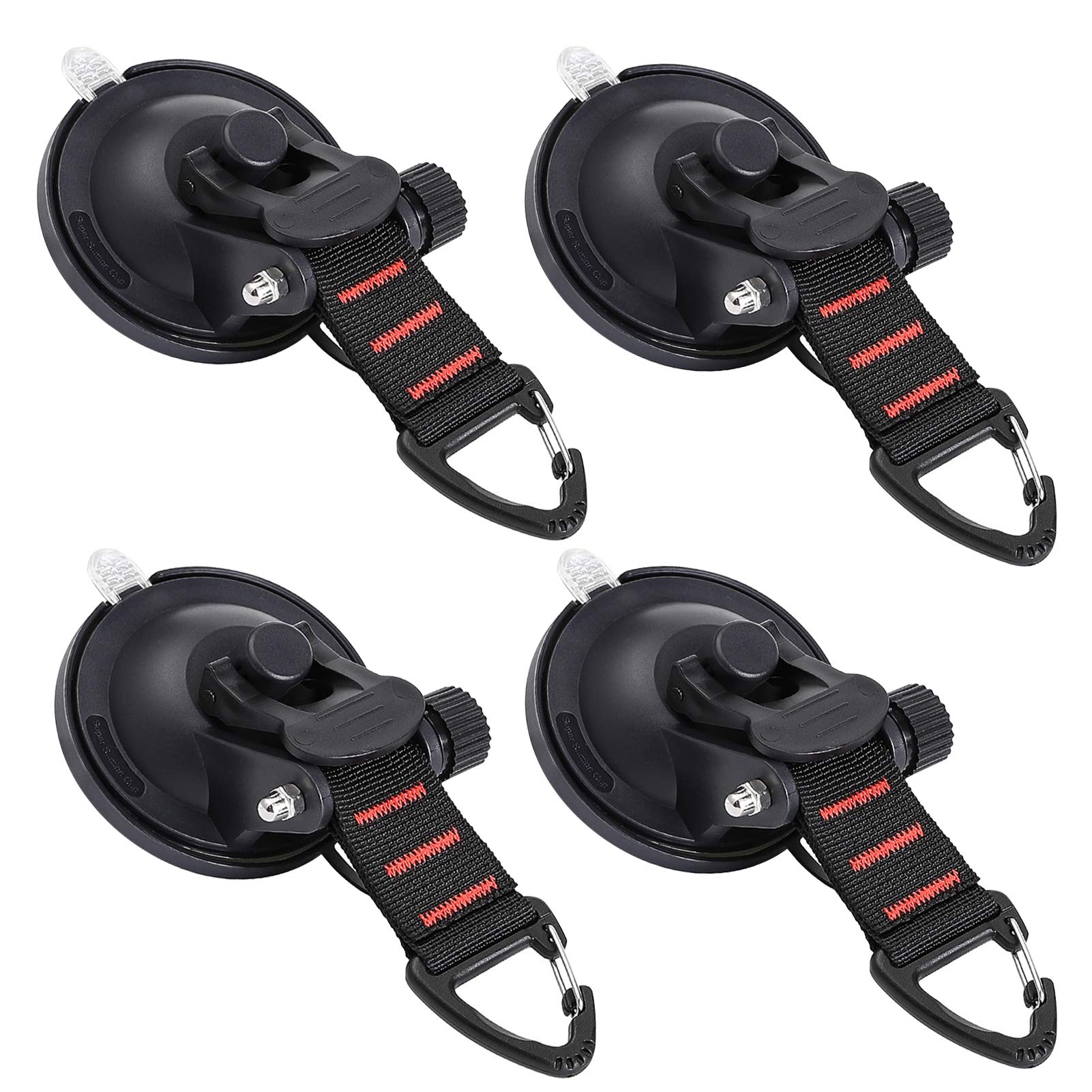 FOAUUH Heavy Duty Suction Cups 4 Pieces with Hooks Upgraded Car Camping ...