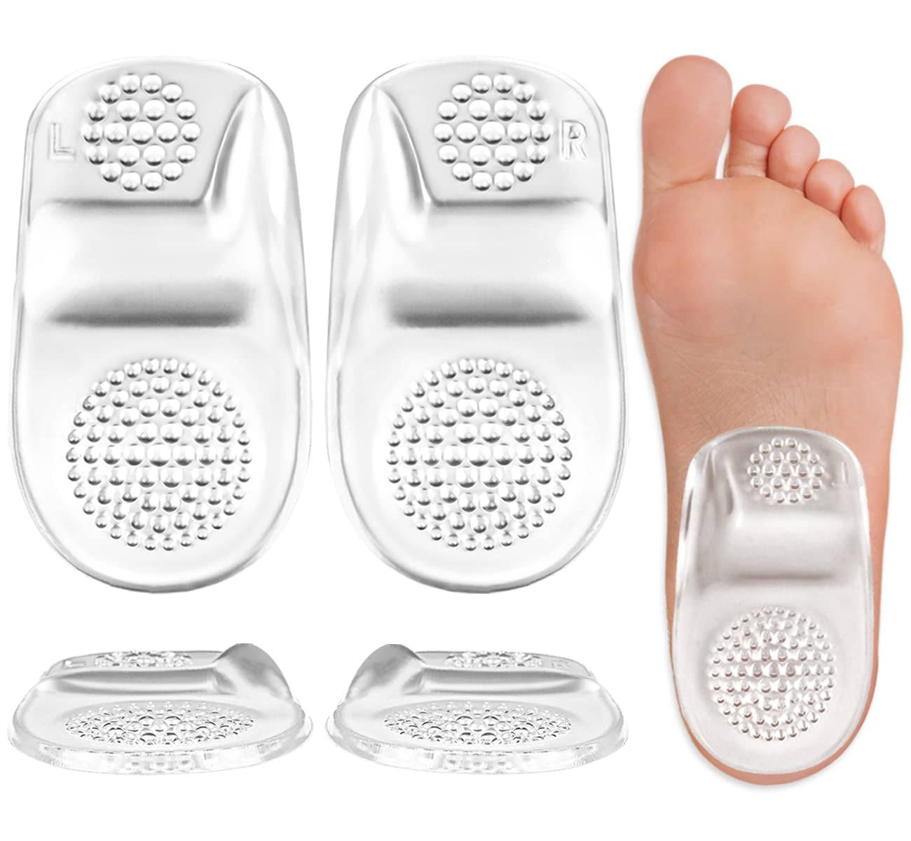 FOAUUH Heel Cups Plantar Fasciitis Inserts with Arch Support for Flat ...