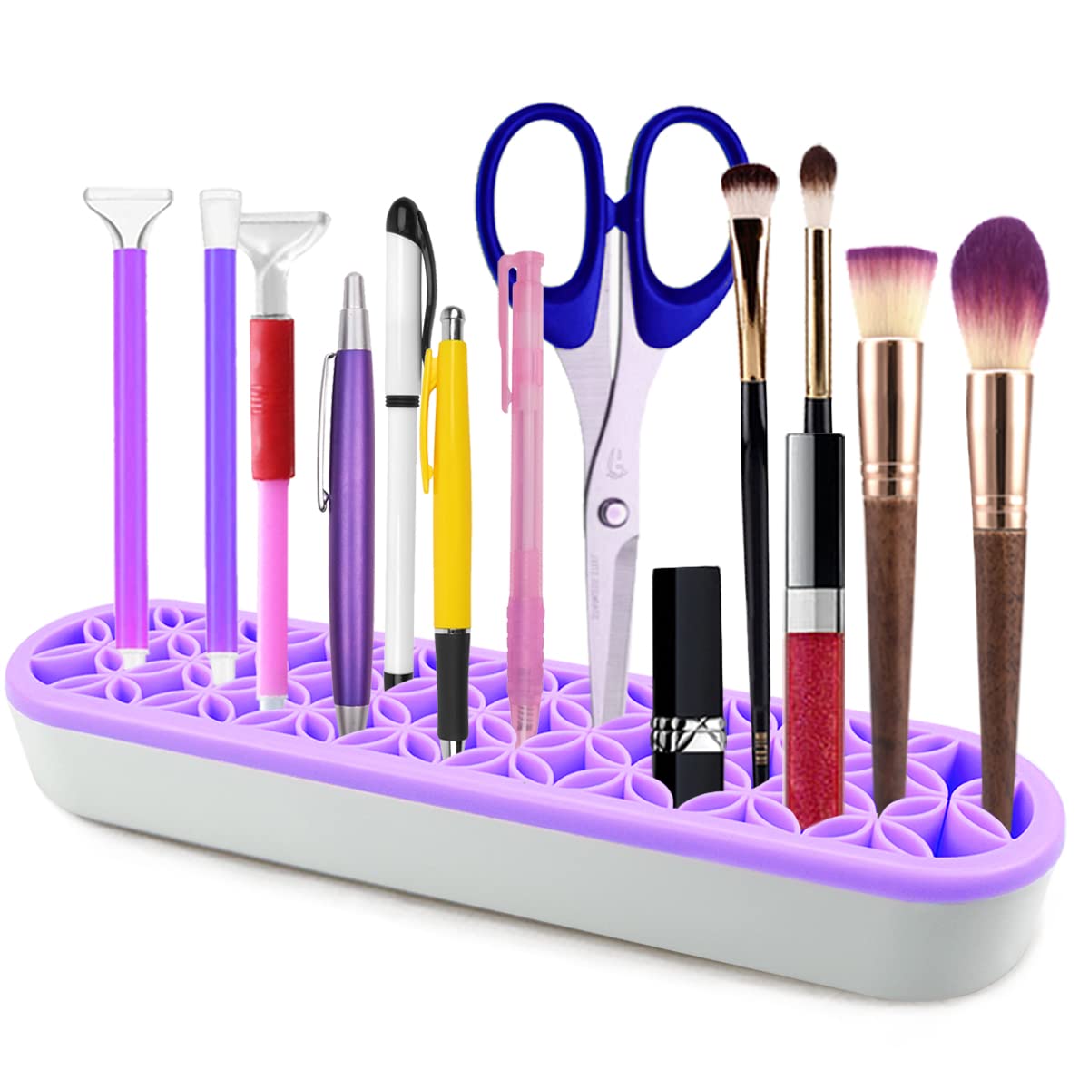 FOAUUH Multi-Purpose Desktop Organizers, Silicone Makeup Brush Holder ...