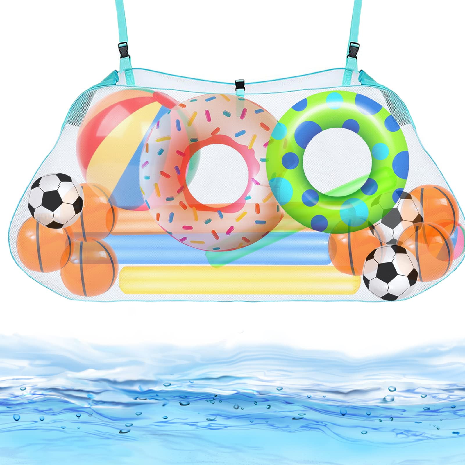 FOAUUH Pool Floats Storage Bag, Foldable Swimming Pool Hanging Mesh ...