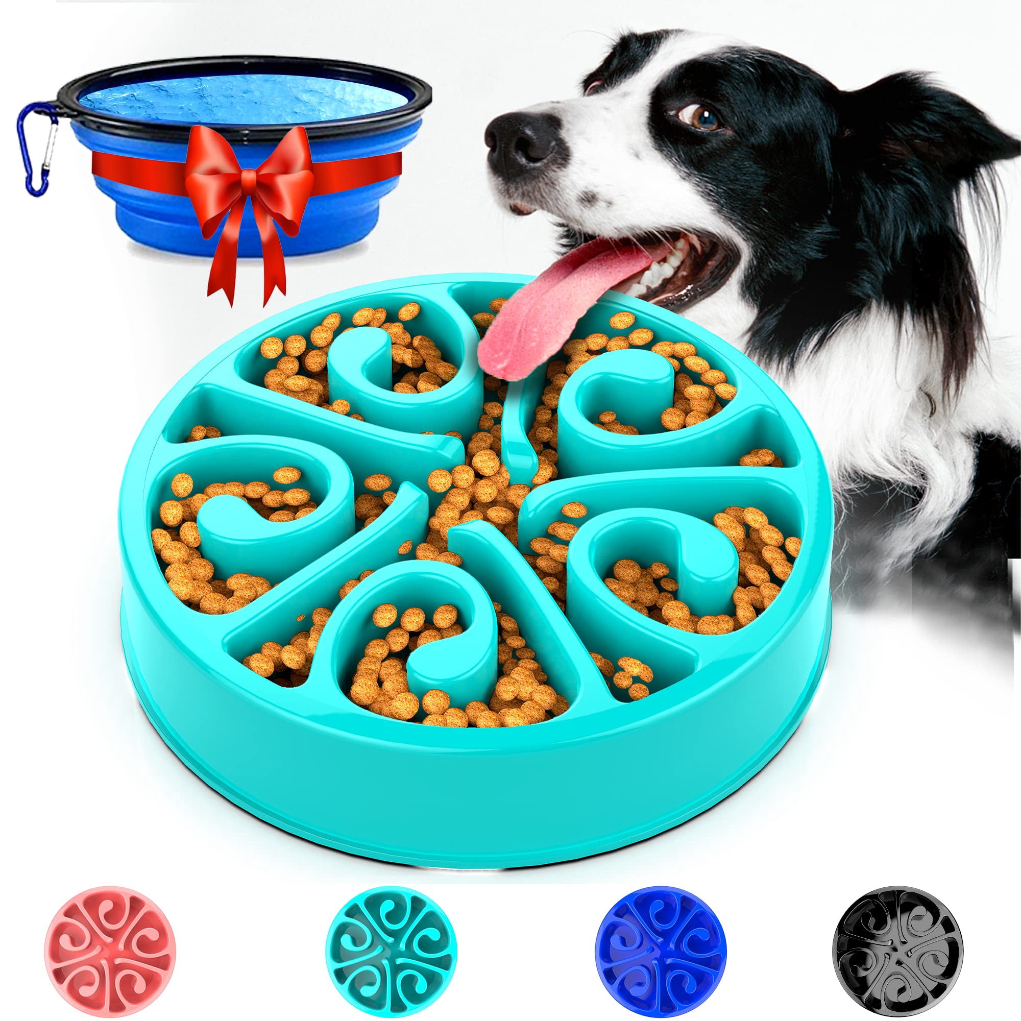FOAUUH Slow Feeder Dog Bowls, Dog Slow Feeder Bowl, Puzzle Dog Food ...