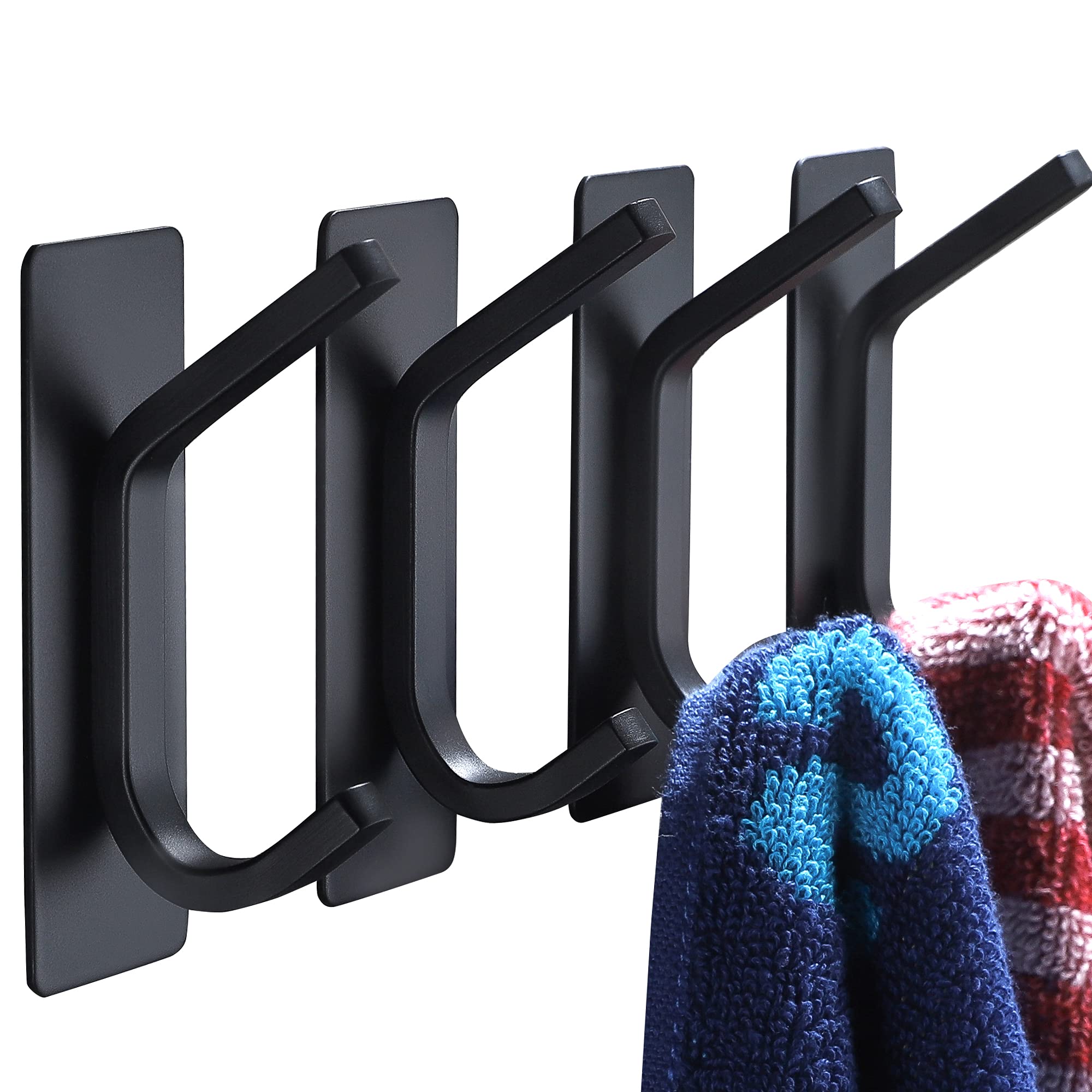 FOAUUH Towel Hook/Adhesive Hooks - Black Wall Hooks Stick for Bathroom ...