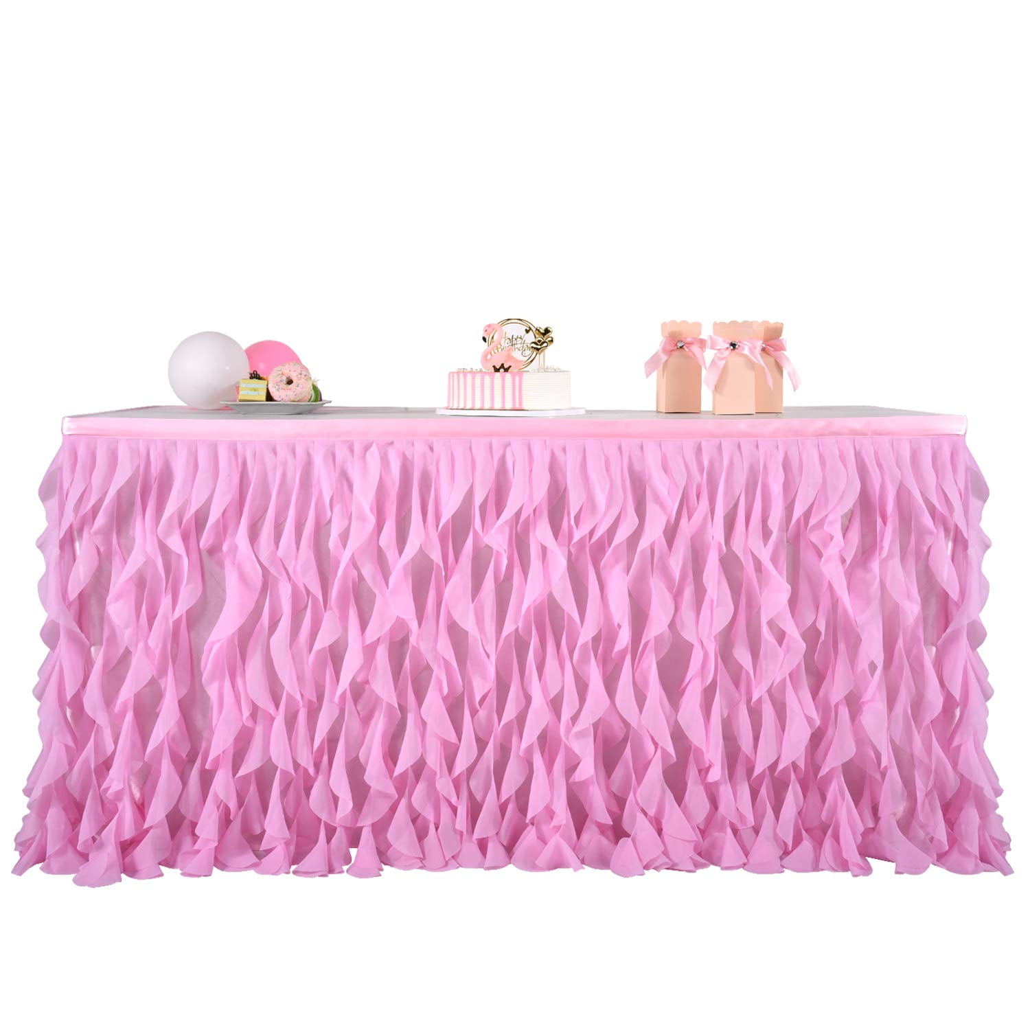 FOAUUH Tulle Ruffle Curled Willow Table Skirt for Rectangular Table (6 ...