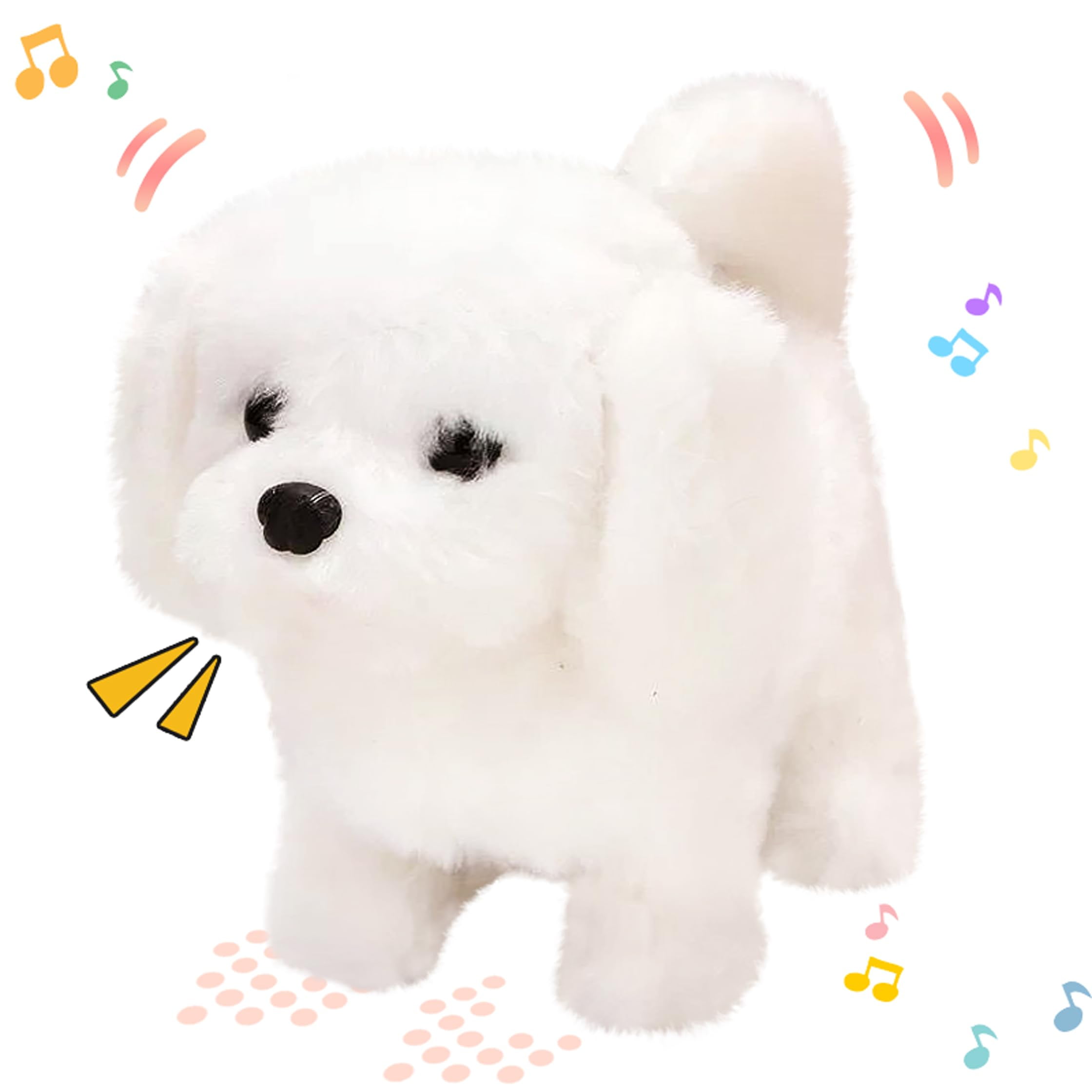 FOAUUH Walking Dog Bichon Interactive Electronic Pet Plush Toy Puppy ...