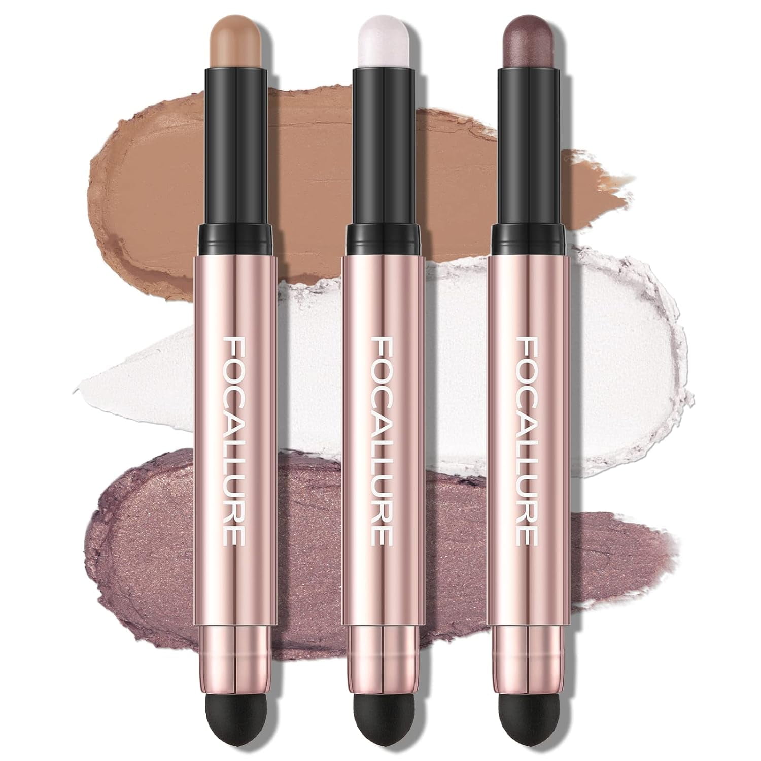 FOCALLURE 3-Pc Shimmer & Matte Waterproof Eyeshadow Sticks for ...