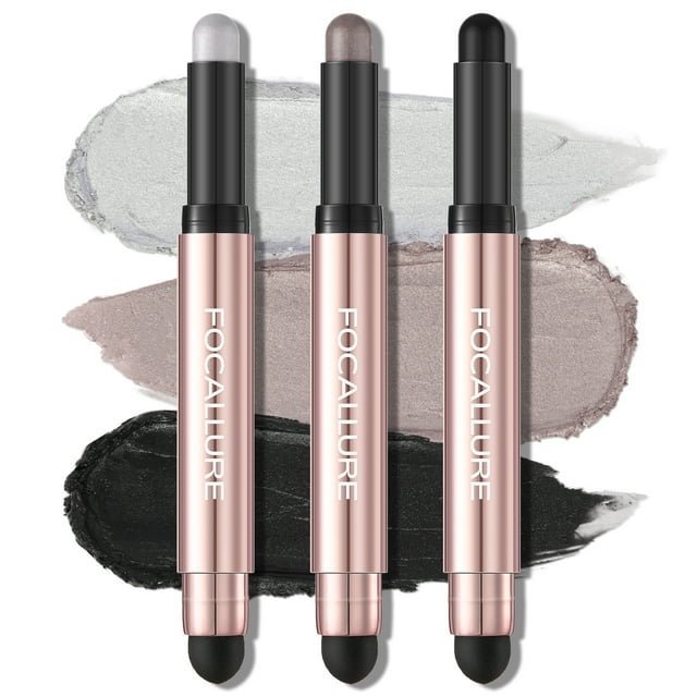 FOCALLURE 3 Pcs HD Shimmer & Matte Eyeshadow Sticks, Waterproof, Crease ...
