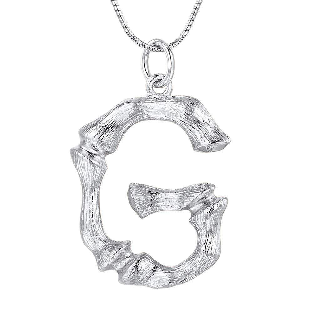 FOCALOOK Bamboo Initial Necklace for Women Oversize Letter G Pendant ...